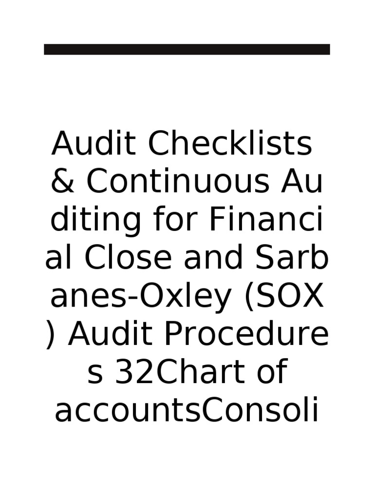 Audit Checklists & Continuous Au Diting For Financi Al Close and Sarb ...