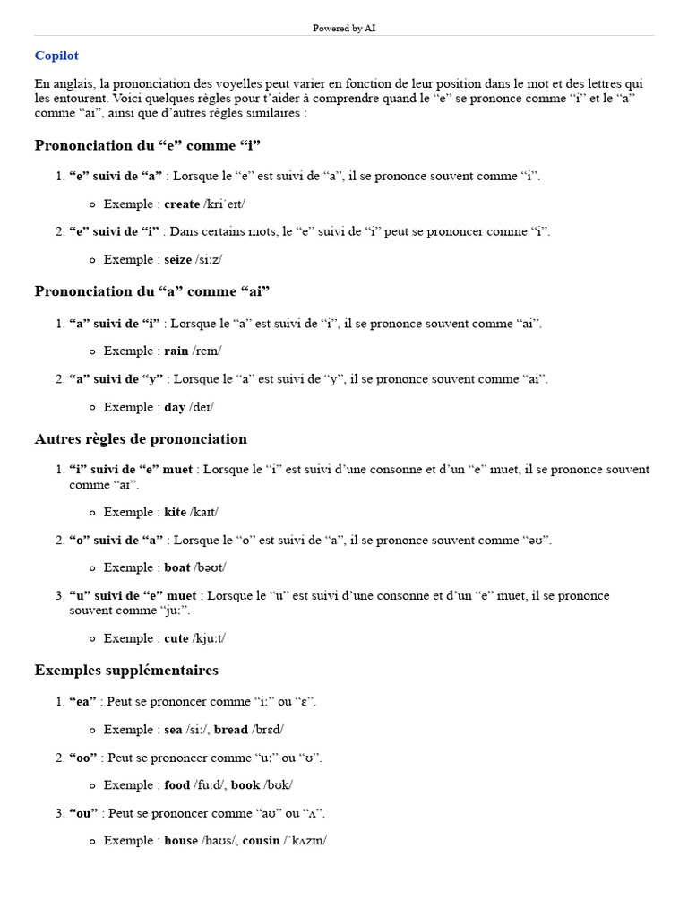 Règles de prononciation en anglais | PDF