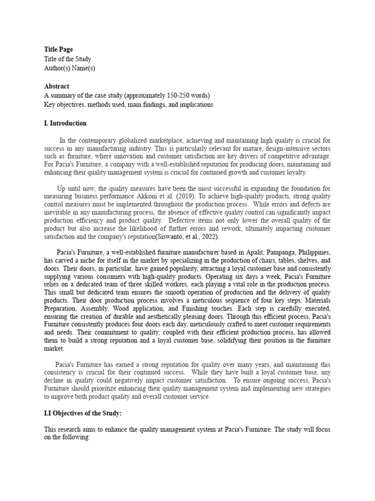 QMS_CASE-STUDY-SAMPLE | PDF | Performance Indicator | Methodology