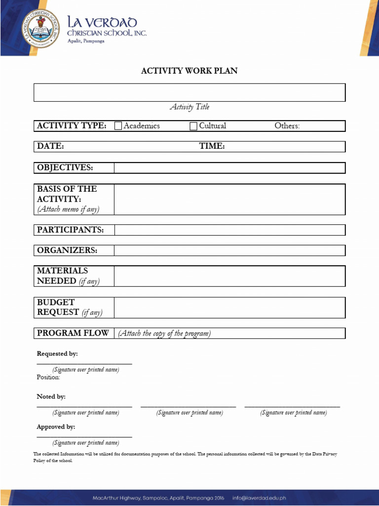 (Template) Activity Work Plan | PDF