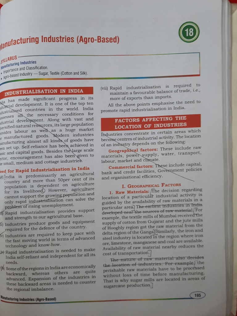 CHP 18 Manufacturing Industry Agro Based | PDF | Materials | Secondary Sector Of The Economy