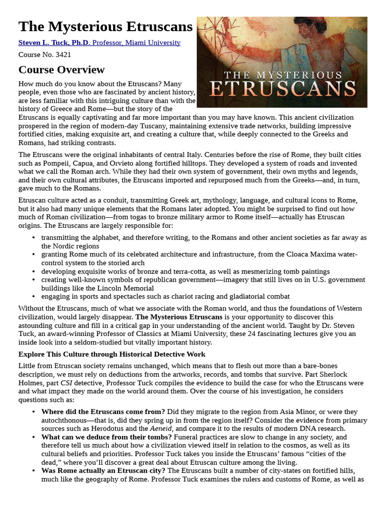 TTC Mysterious Etruscans, The | PDF | Etruscan Civilization | Ancient ...