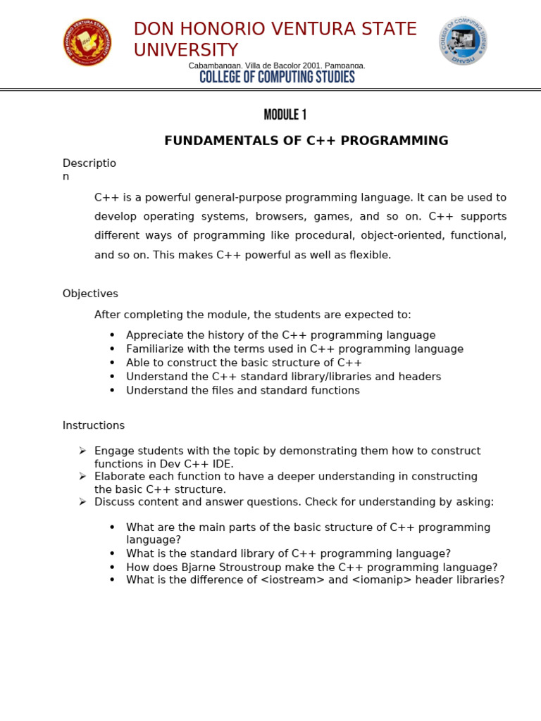 Lesson1 Fundamentals of C- Prog | PDF | C++ | C (Programming Language)