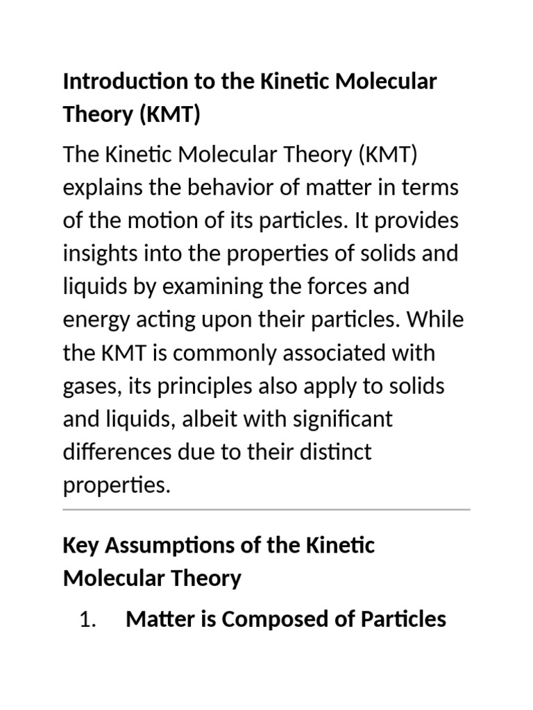 Introduction-to-the-Kinetic-Molecular-Theory | PDF | Chemical Polarity ...