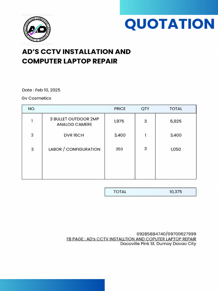 GV Cosmetics Quotation | PDF