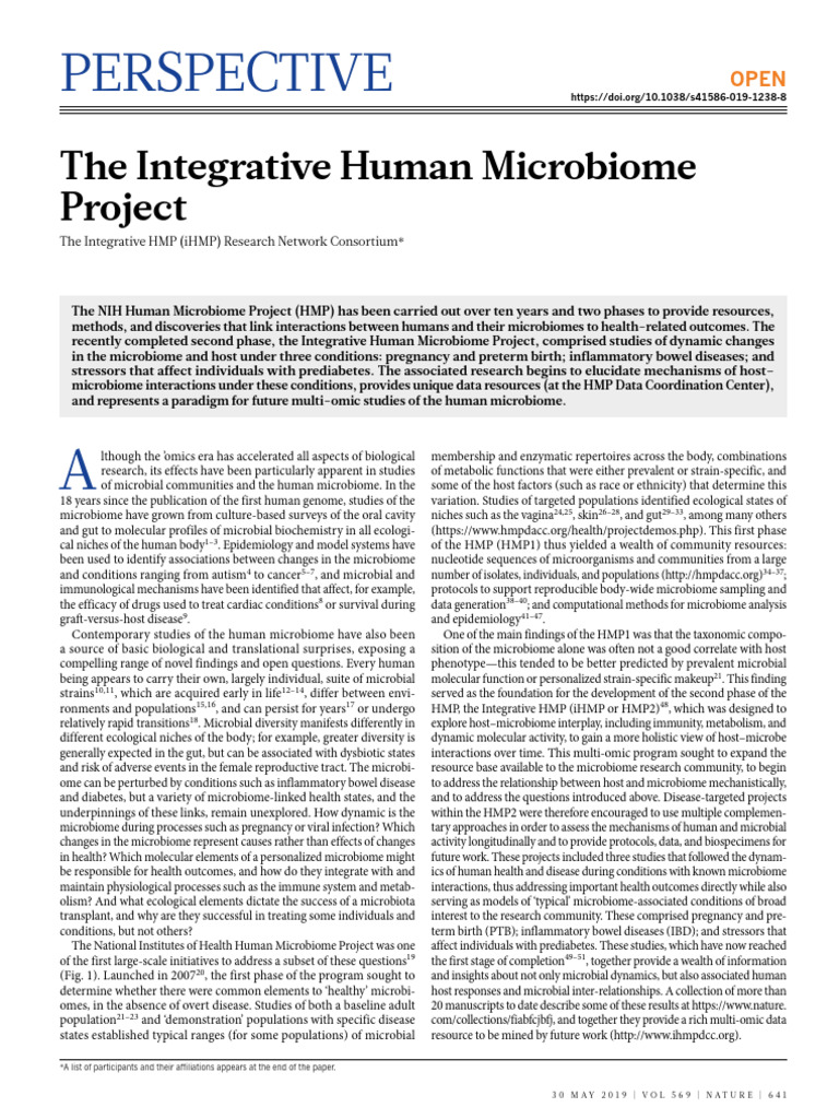 Integrative Human Microbiome Project Insights | PDF | Inflammatory ...