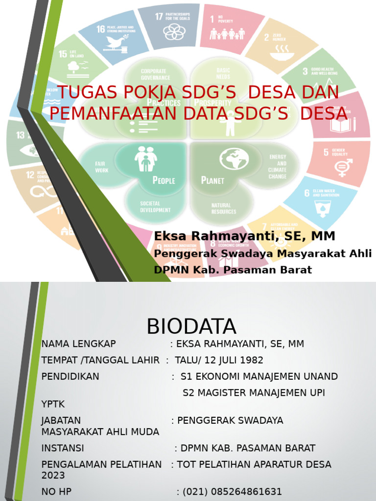 Tugas Pokja Sdg's Desa Dan Pemanfaatan Data Sdg's Desa | PDF