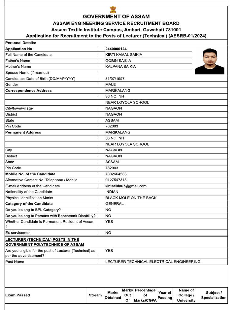 Nagaon Polytechnic Selected in 2025 As Lecturer (Electrical Engineering ...