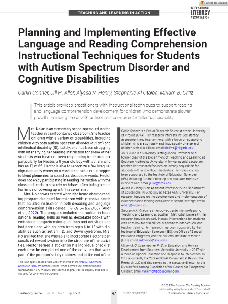 The Reading Teacher - 2023 - Conner - Planning and Implementing ...