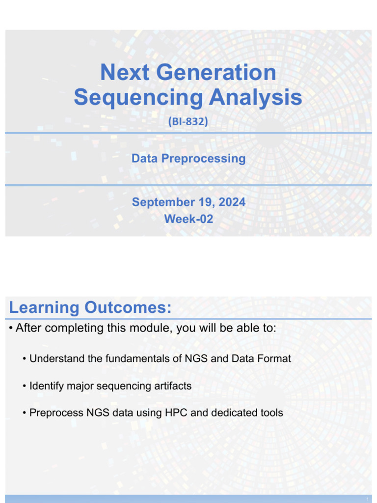 Next Generation Sequencing Analysis Lecture 03 Pdf Dna Sequencing Bioinformatics