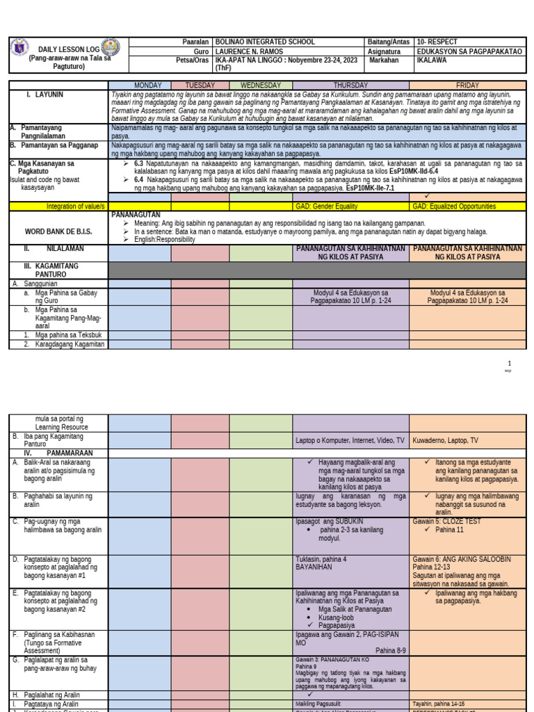 DLL Esp10 Q2 Week4 | PDF