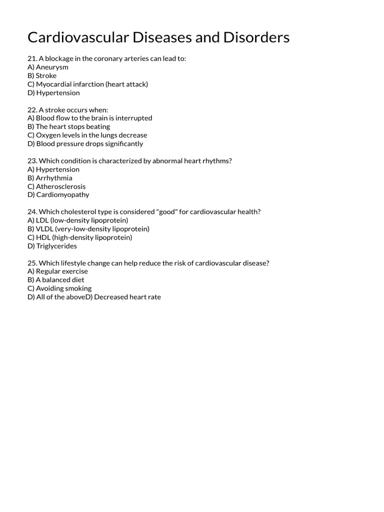 Cardiovascular Diseases and Disorders | PDF