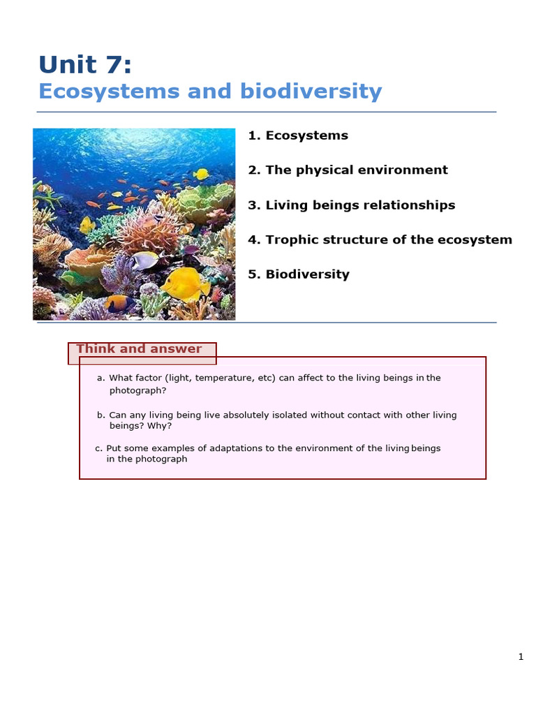 UNIT 7. Ecosystems and Biodiversity | PDF | Ecosystem | Natural Environment