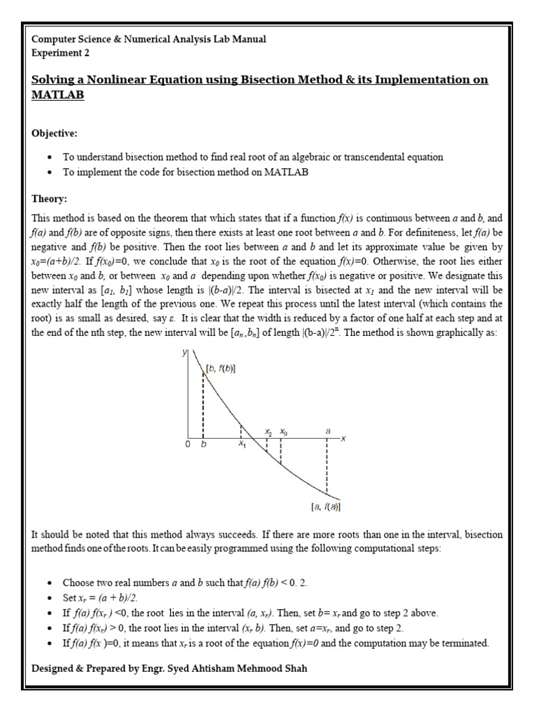 2- BISECTION METHOD_manual | PDF | Numerical Analysis | Algorithms 2- BISECTION METHOD_manual | PDF | Numerical Analysis | Algorithms