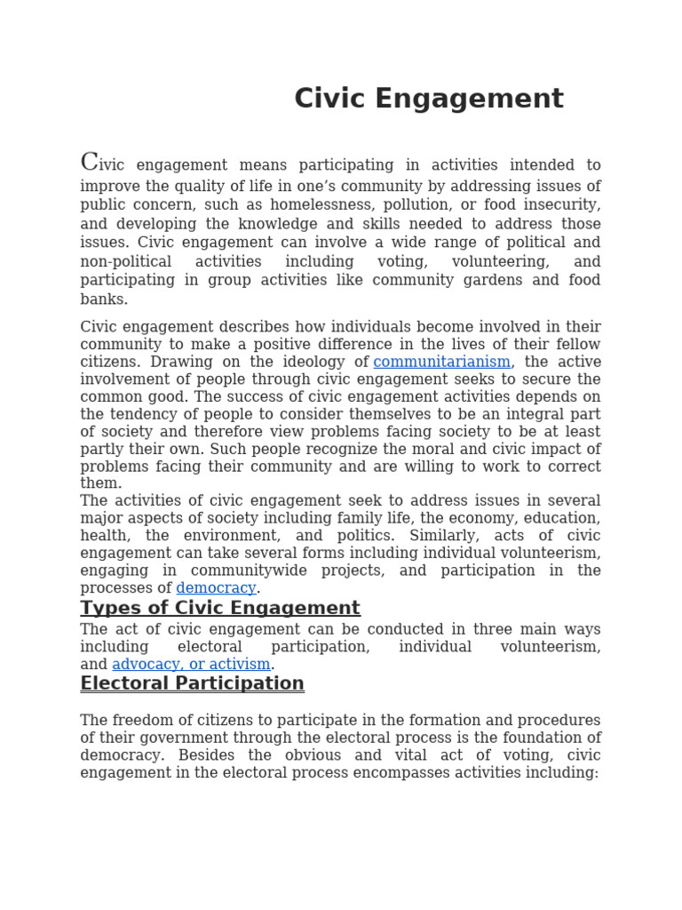 Civic Engagement | PDF | Civic Engagement | Activism