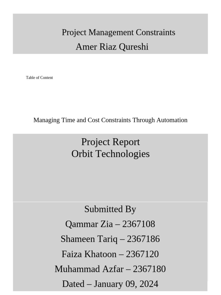 Project_Report_Orbit_Technologies_Project_Management_Constraints | PDF | Cloud Computing ...