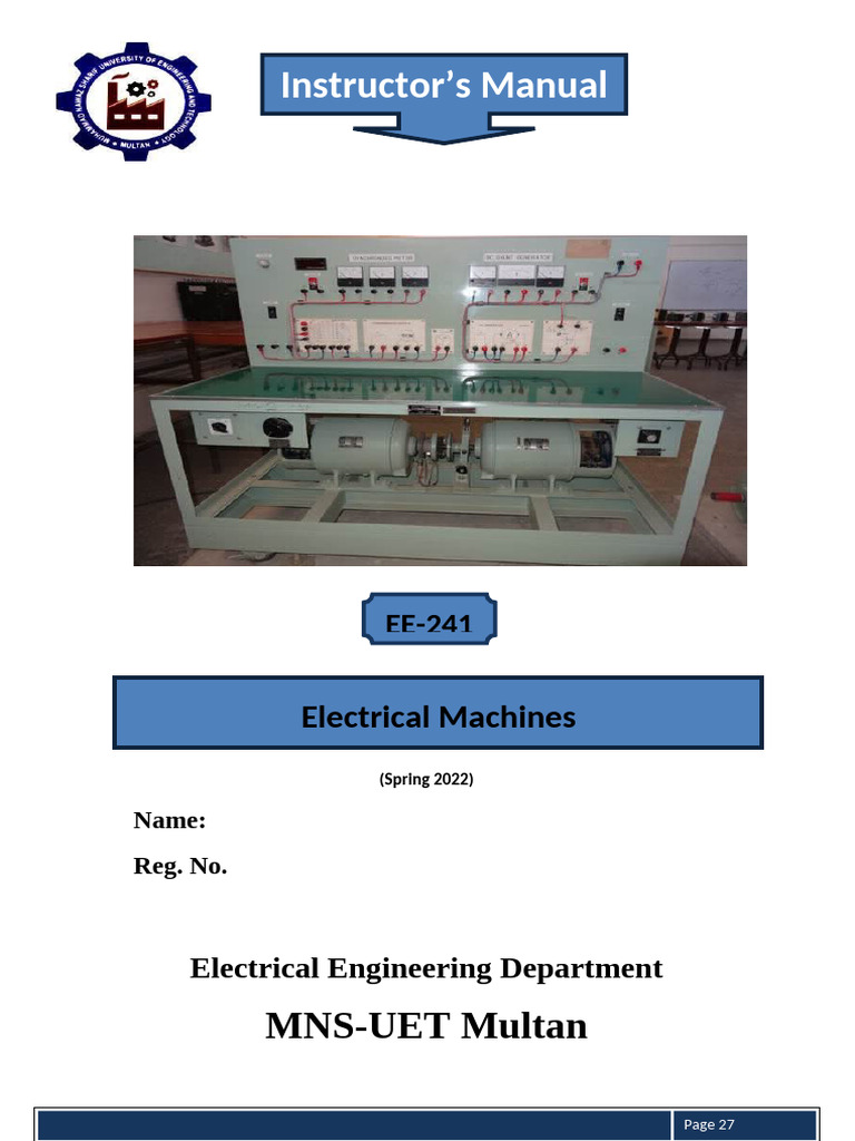 E-Machines-Instructor Manual | PDF | Transformer | Relay