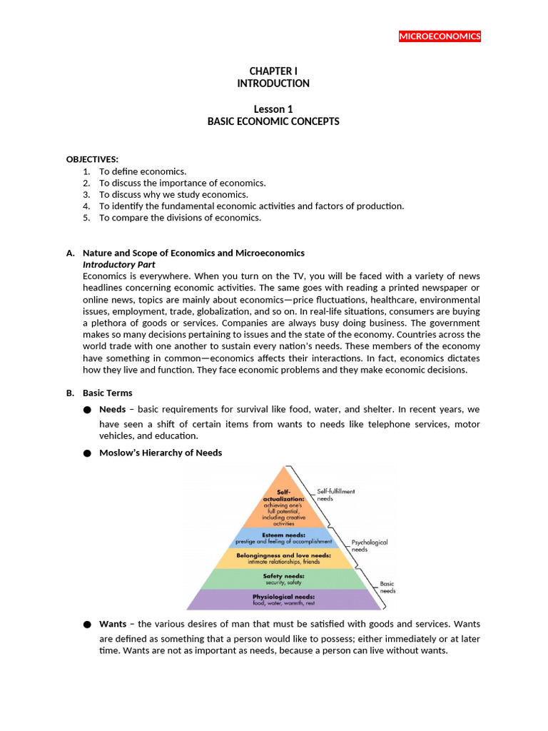 Lesson 1 Basic Economic Concepts | PDF | Economics | Macroeconomics