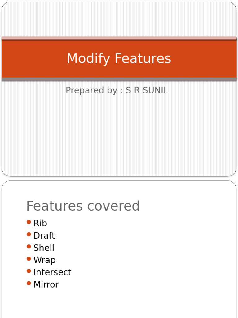 Rib, Draft, Shell, Wrap, Intersect and Mirror | PDF