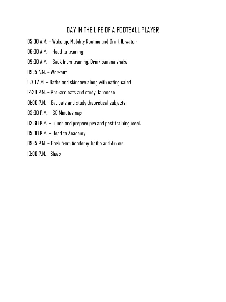 Day in the Life of a Football Player | PDF