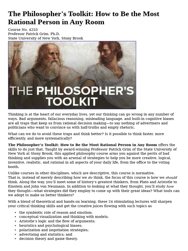 TTC The Philosopher's Toolkit How To Be The Most Rational Person in Any ...