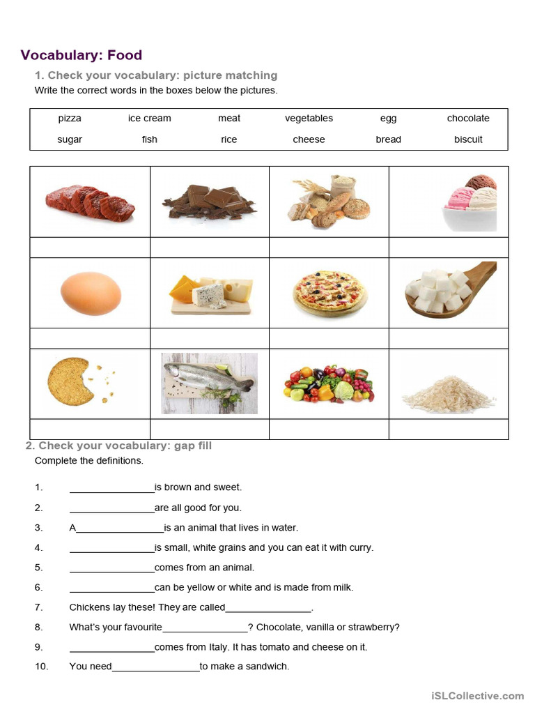 Food Worksheet | PDF