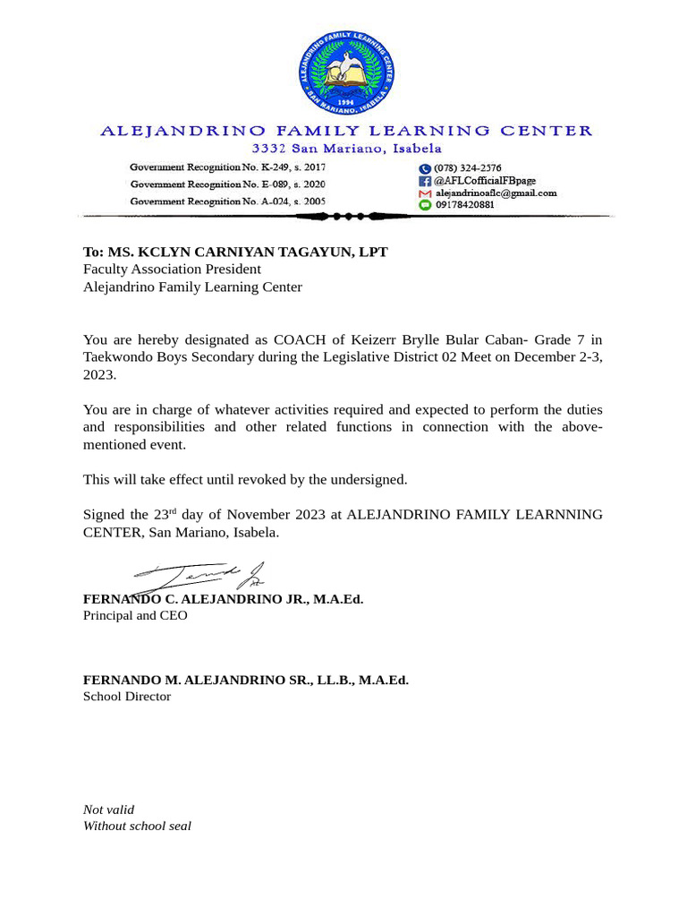 Certificate of Appointment | PDF