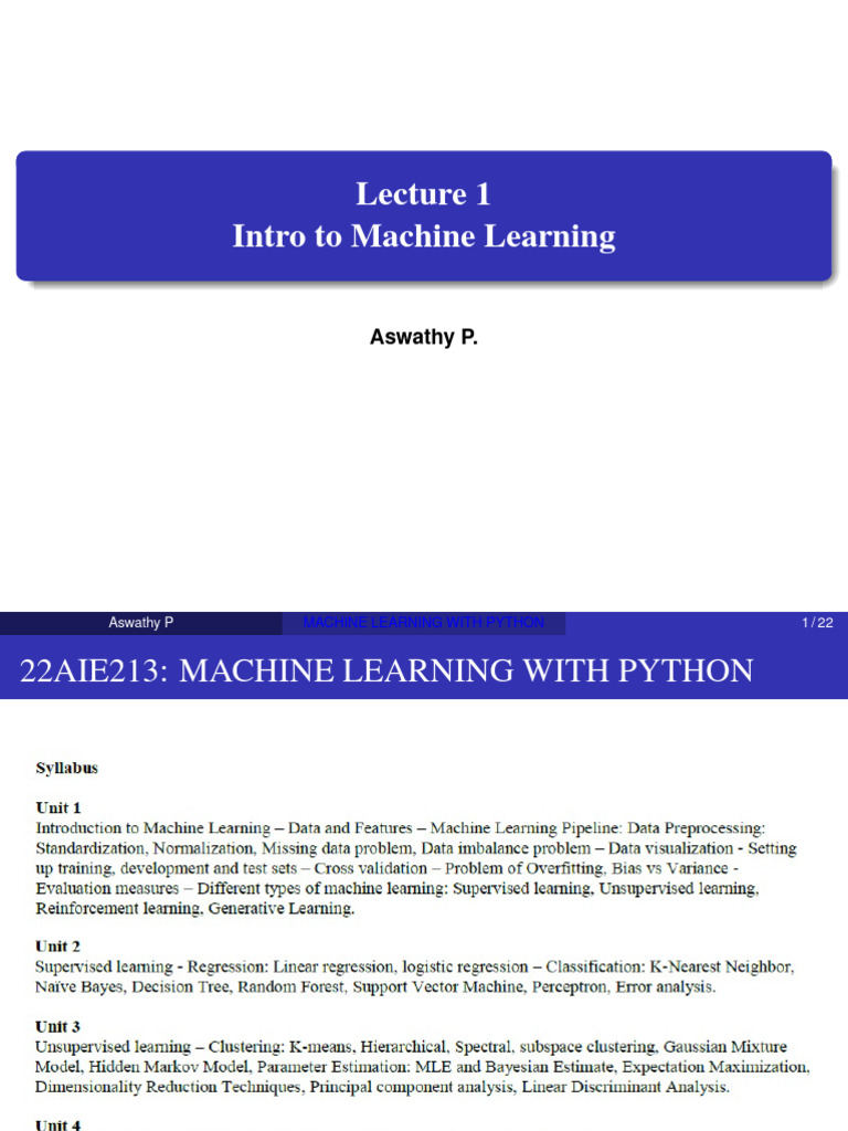 Introduction To Machine Learning | PDF | Machine Learning | Python (Programming Language)