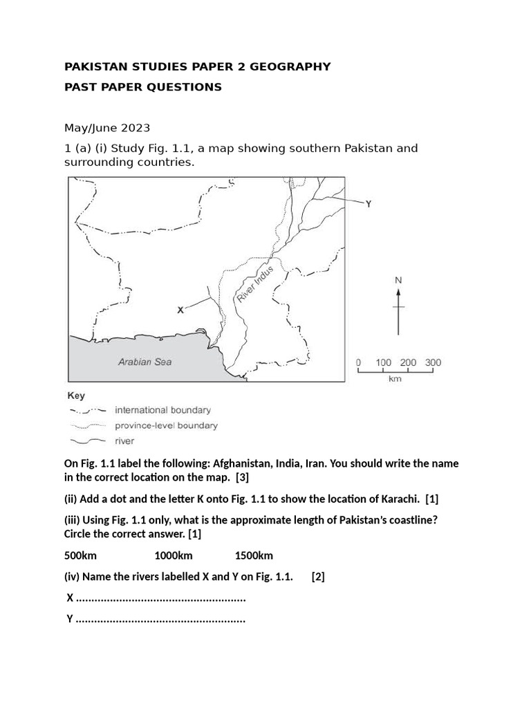 Pakistan Studies Paper 2 Geography May June 2023 | PDF | Agriculture ...