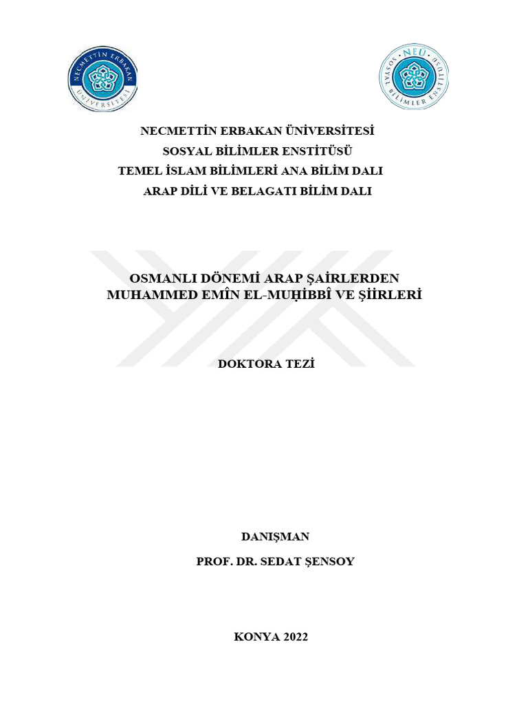 Osmanlı Dönemi Arap Şairlerinden Emin El-Muhubbi | PDF