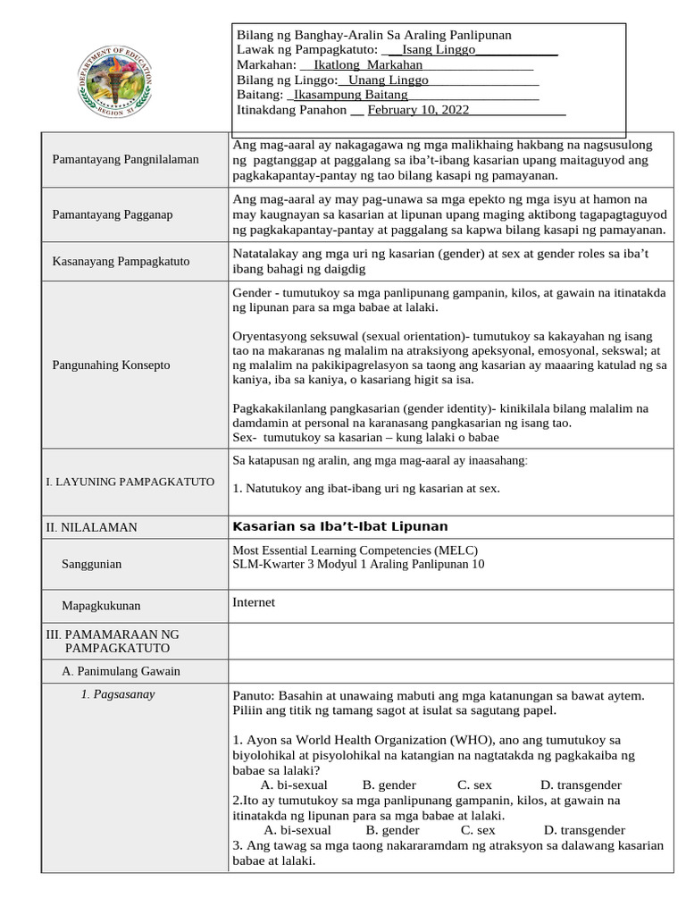 Lesson Exemplar For Demo | PDF