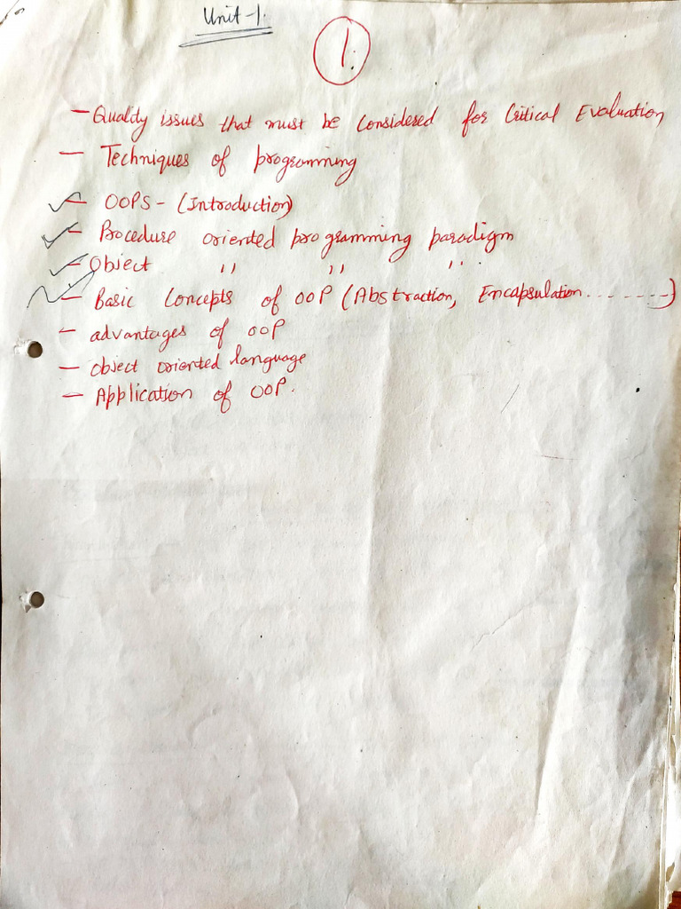 UNIT 1 OOPS | PDF