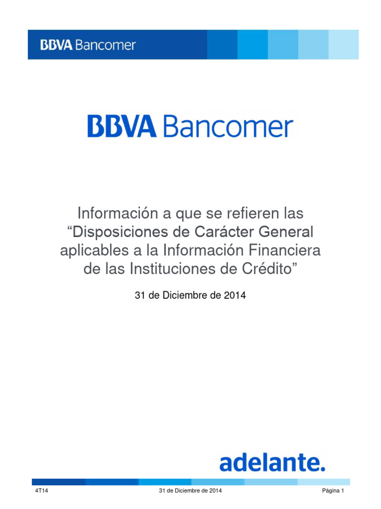 Bbva Bancomer 4t14 | PDF | Contabilidad | Riesgo crediticio