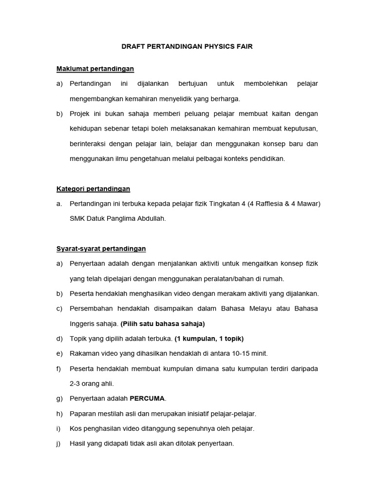 Draf Program Physics Fair | PDF