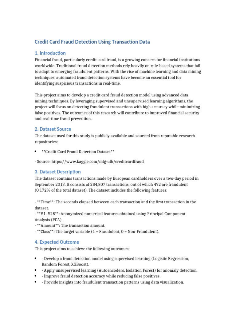 Credit Card Fraud Detection Proposal | PDF | Machine Learning | Applied ...