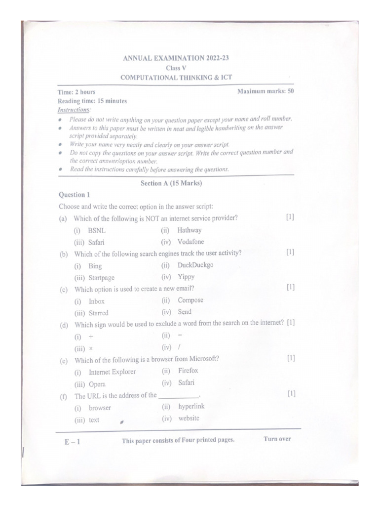Annual Examination 2022-23 | PDF