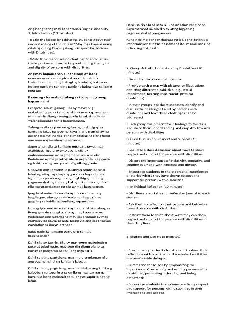 Ang Isang Taong May Kapansanan | PDF