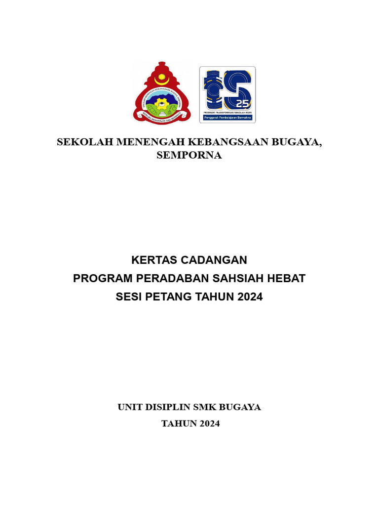 Program Sahsiah Hebat SMK Bugaya 2024 | PDF