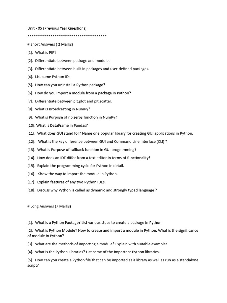 Python Programming Questions & Answers | PDF | Python (Programming ...