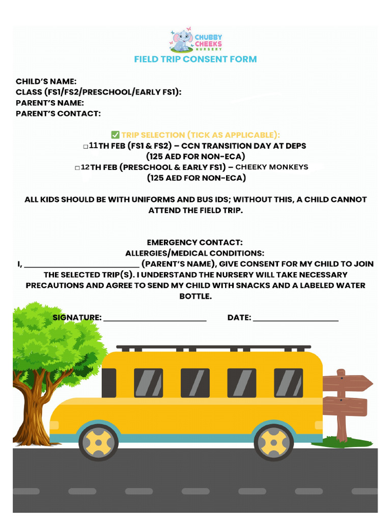 Field Trip Consent Form PDF | PDF