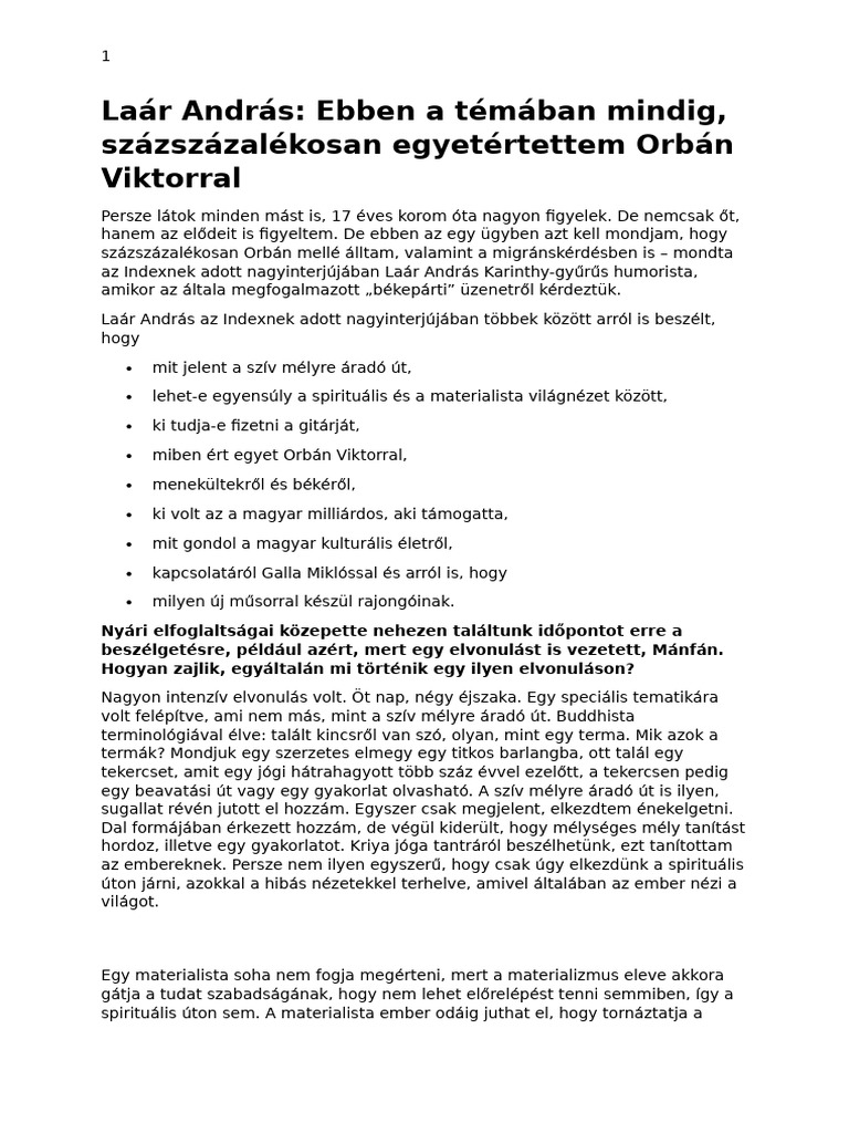 Laár András Interjúk | PDF