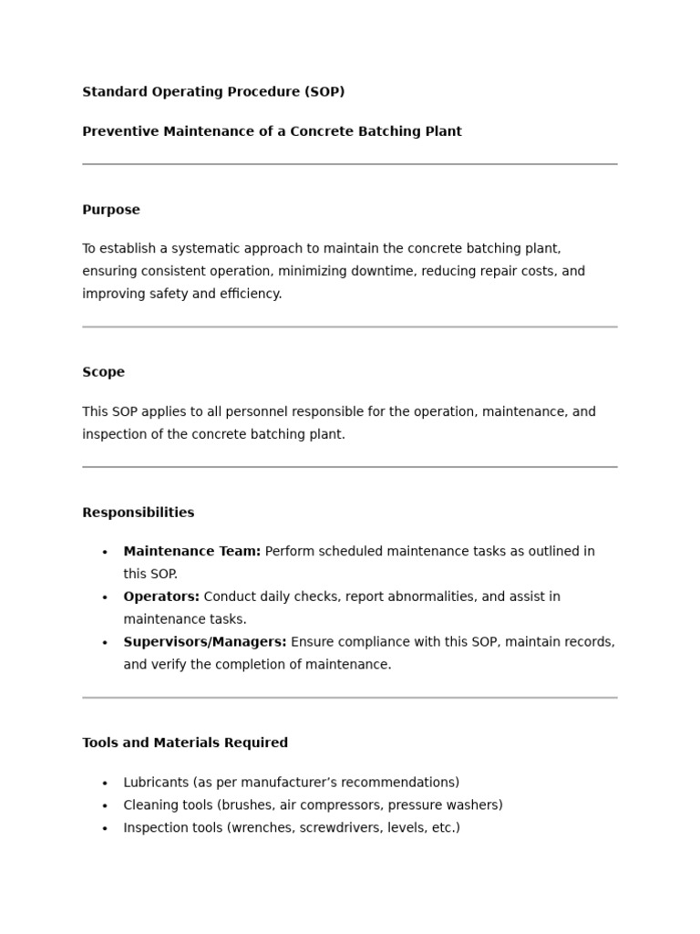 Standard Operating Procedure - Prevetative Maintenance | PDF | Personal ...