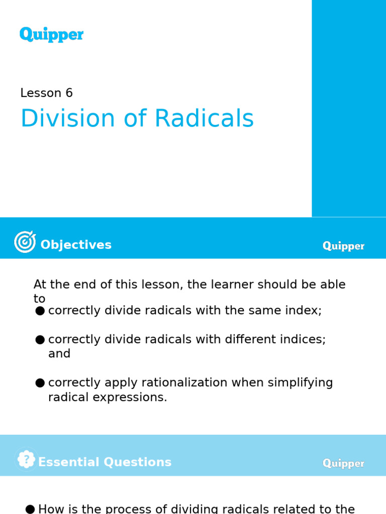 Division of Radicals | PDF | Mathematical Objects | Arithmetic