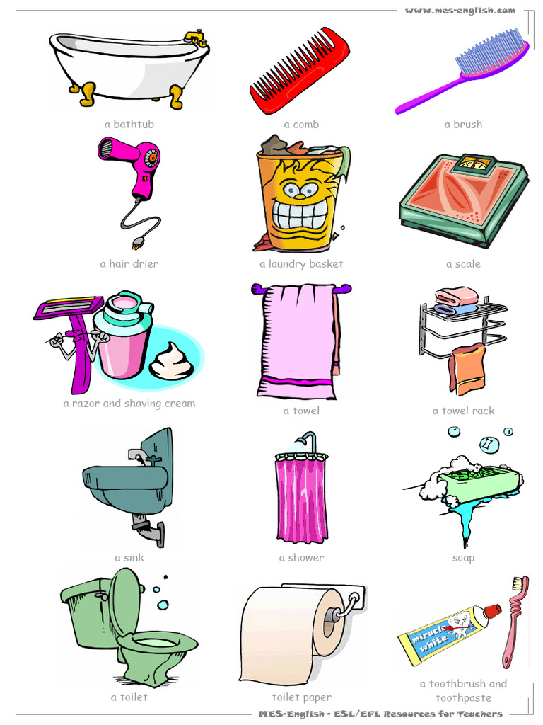 Essential Bathroom Vocabulary for ESL | PDF