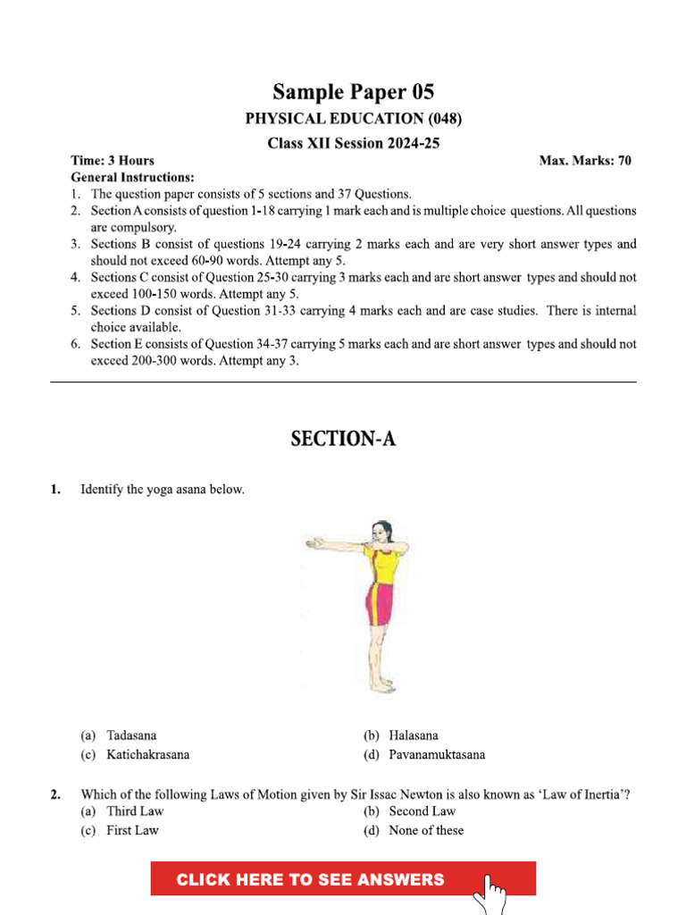 CLASS-XII - PE - Sample Paper - 05 | PDF