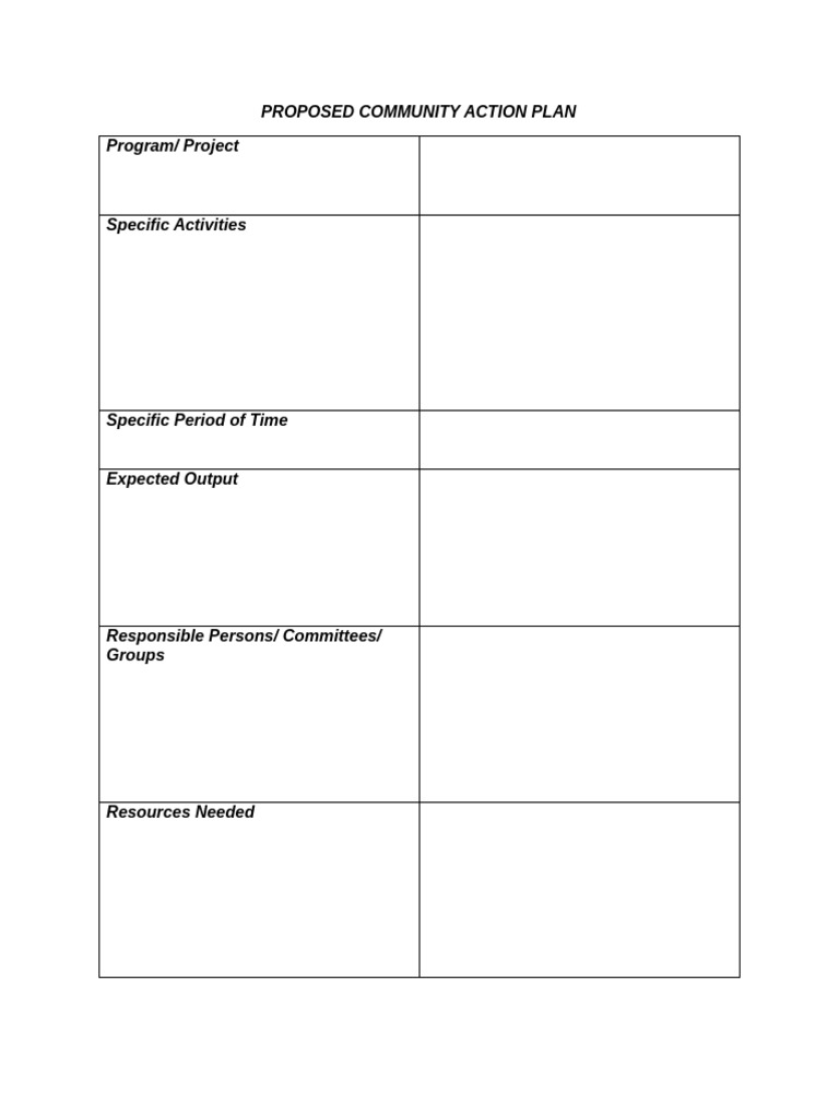 Proposed Community Action Plan Template | PDF