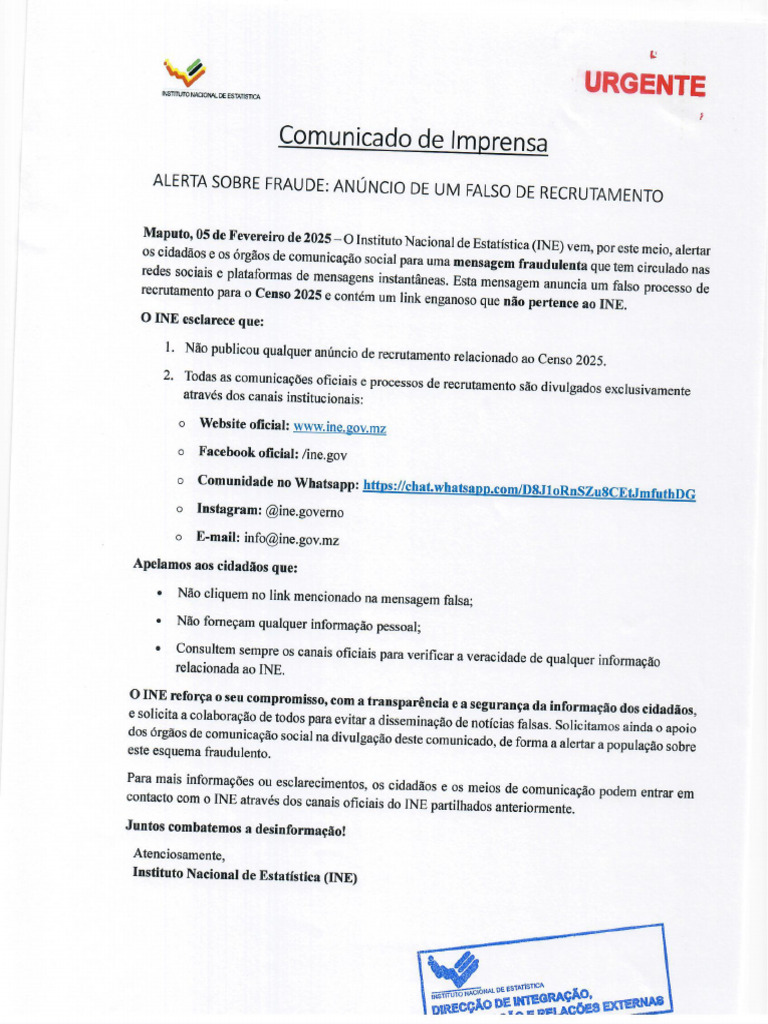 Comunicado de Imprensa | PDF