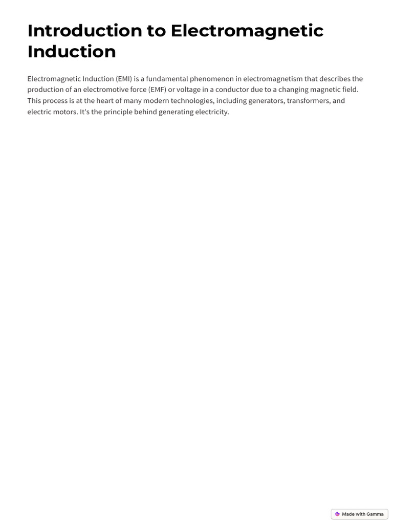 Introduction To Electromagnetic Induction | PDF | Electromagnetic ...