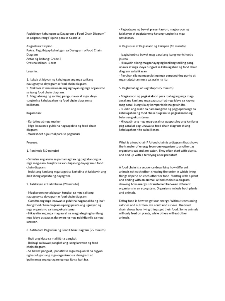 Lesson Plan-Foodchain | PDF