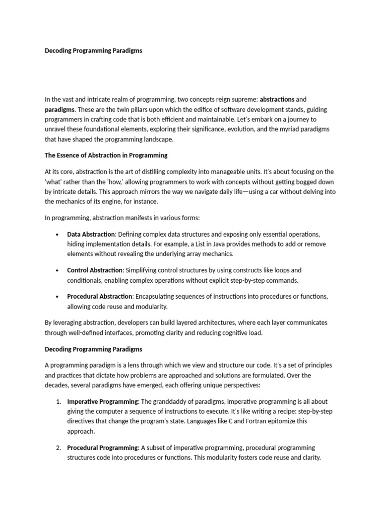 01-Abstractions and Paradigms in | PDF | Programming Paradigms | Object Oriented Programming